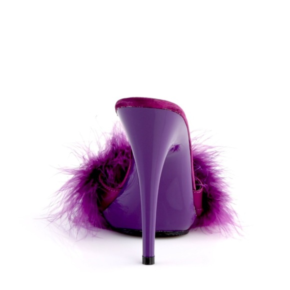 Dolls Kill | Shoes | Purple Marabou Feather Satin And Suede Sandal ...